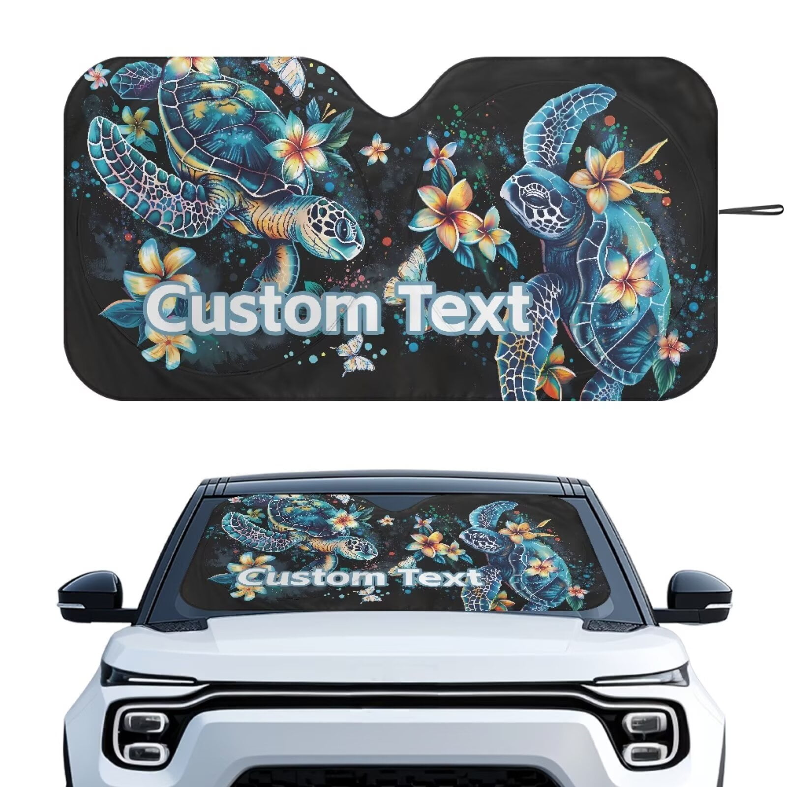 Binienty Foldable Car Front Window Sunshade 1 Piece Boho Floral Sea ...