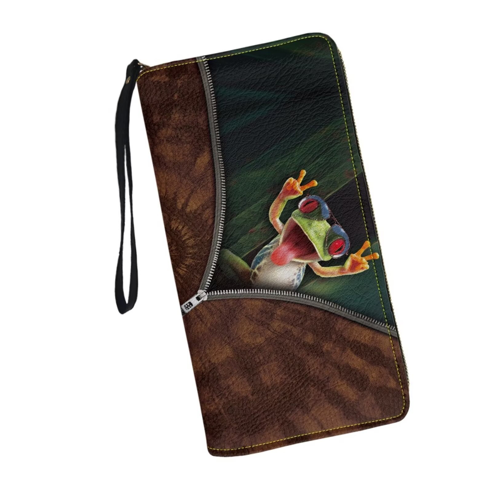 Binienty Funny Frog Wristlet Wallet for Ladies PU Leather Long Purse ...