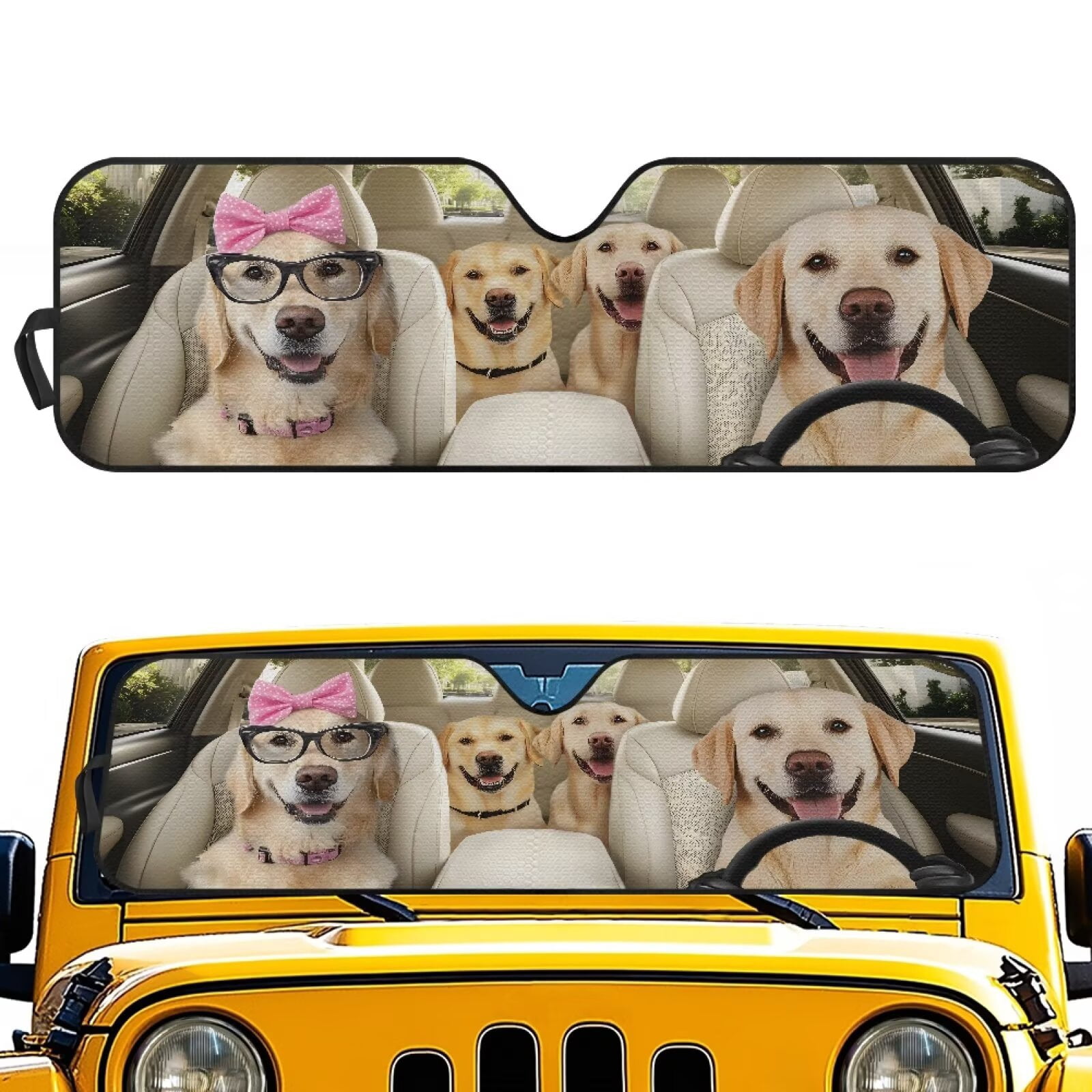 Binienty Funny Sun Shade For Car Windshield Dog Compatible with Jeep ...