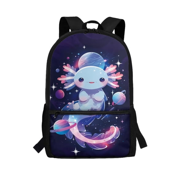 Binienty Galaxy Axolotl Print 17 Inch Kids School Backpack Large Laptop ...