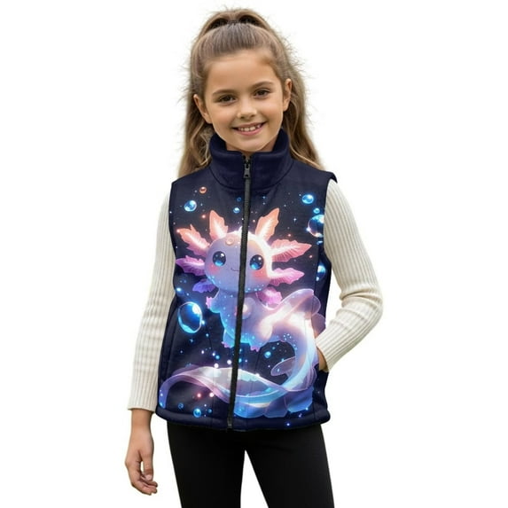 Binienty Galaxy Axolotl Vest Jacket for Girls Size 9-10 Thick Warm ...