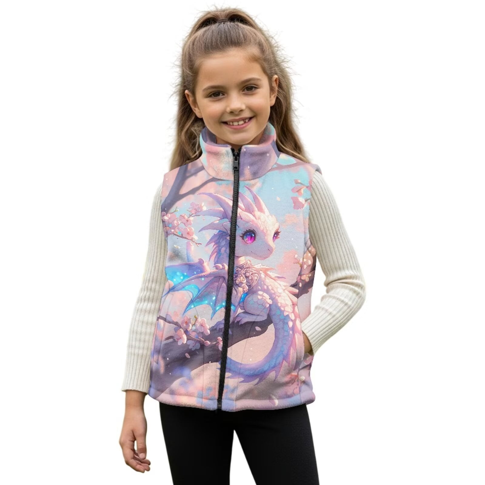 Binienty Girls Fleece Vests Size 9-10 Thick Comfy Fluffy Mock Neck Vest ...