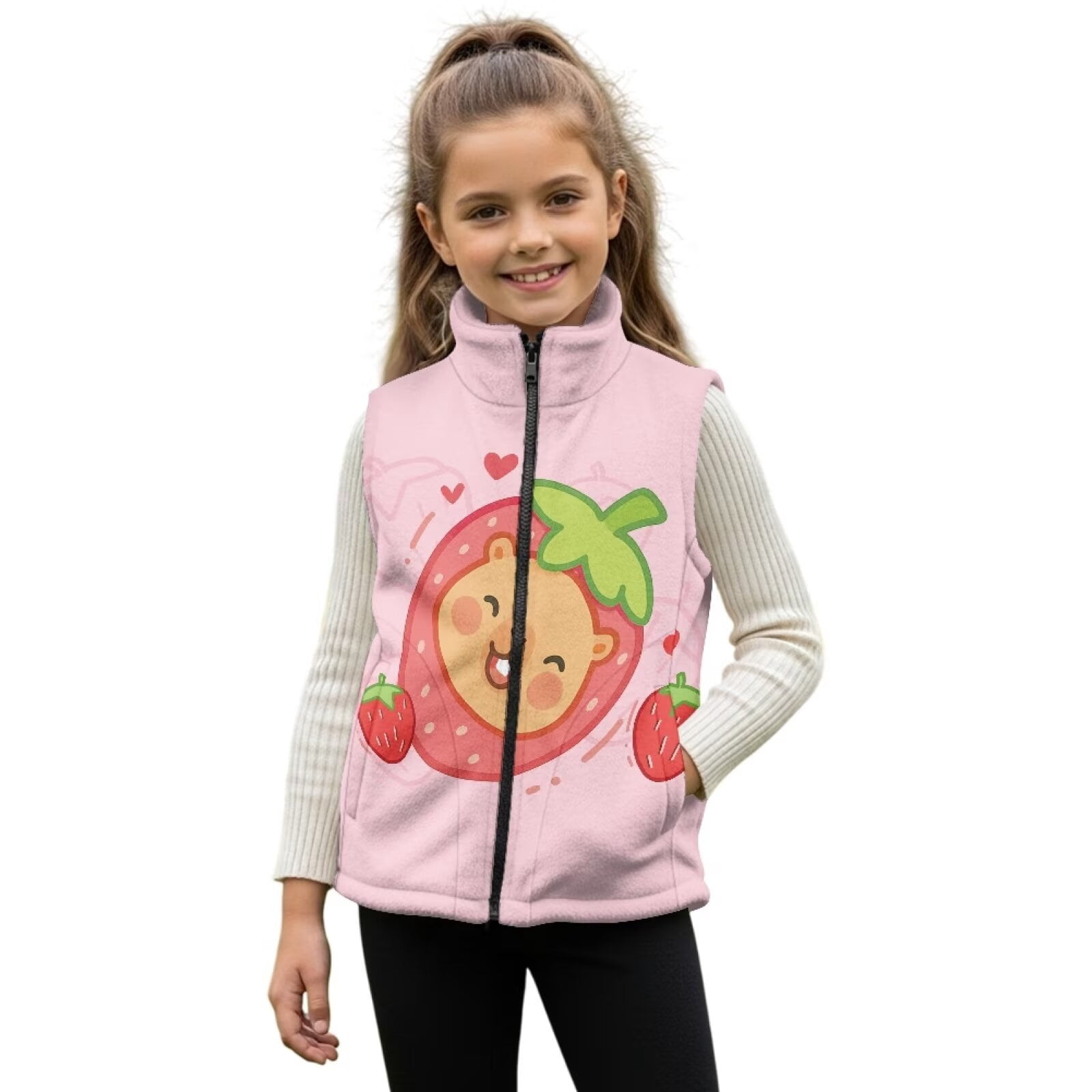 Binienty Girls Strawberry Vest Jacket 3T Girls Comfy Fashion Fluffy ...