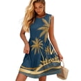 Binienty Gold Palm Tree Art Sleeveless Tank Dress with Gold Palm Tree ...