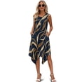 Binienty Golden Leaf Sleeveless Sundress, with Side Pockets Summer ...