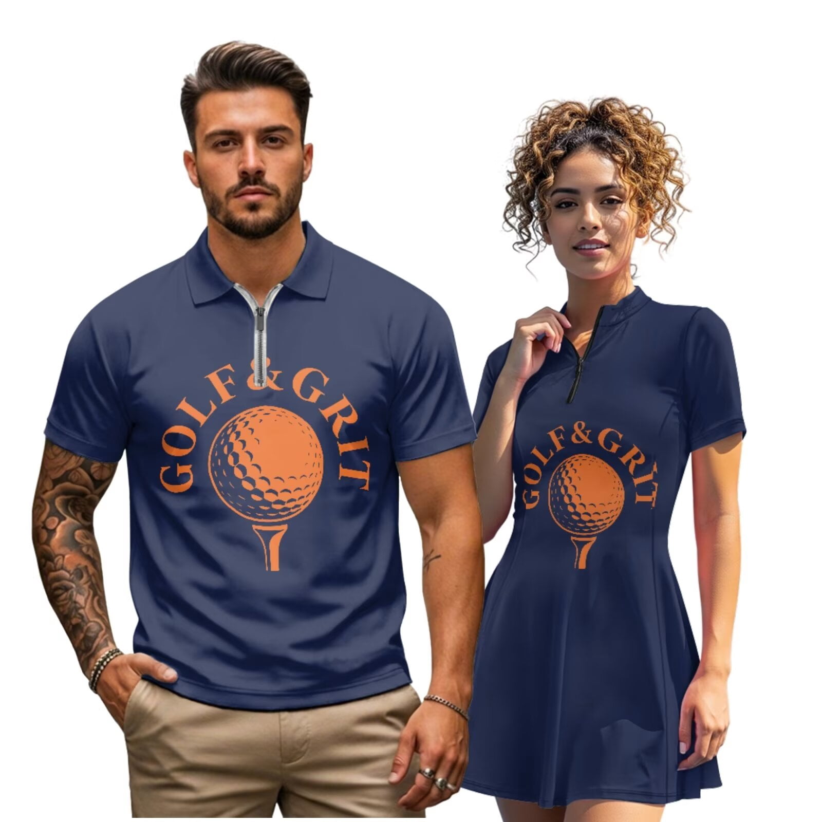 Binienty Golf & Grit Couples Golf Outfits Classic Fit 1/4 Zipper Short ...