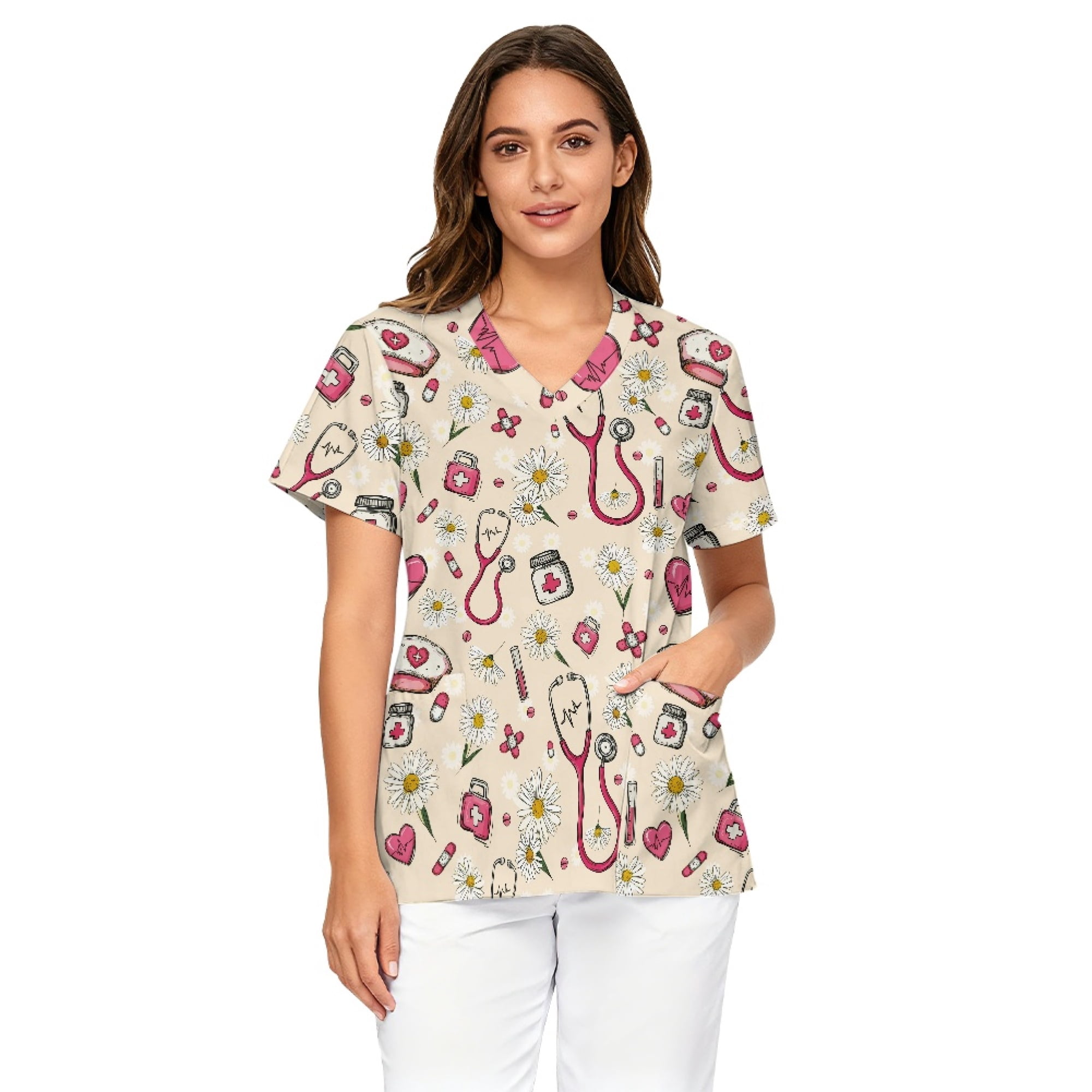 Binienty Healthcare Apparel for Women, Stretchy V Neck Medical Uniform ...