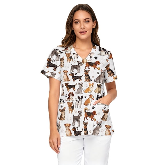 Binienty Healthcare Work Shirt with Two Front Pockets for Women ...