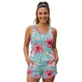 Binienty Hibiscus Waves Green Women's Tankini Shorts Set, Polyester ...