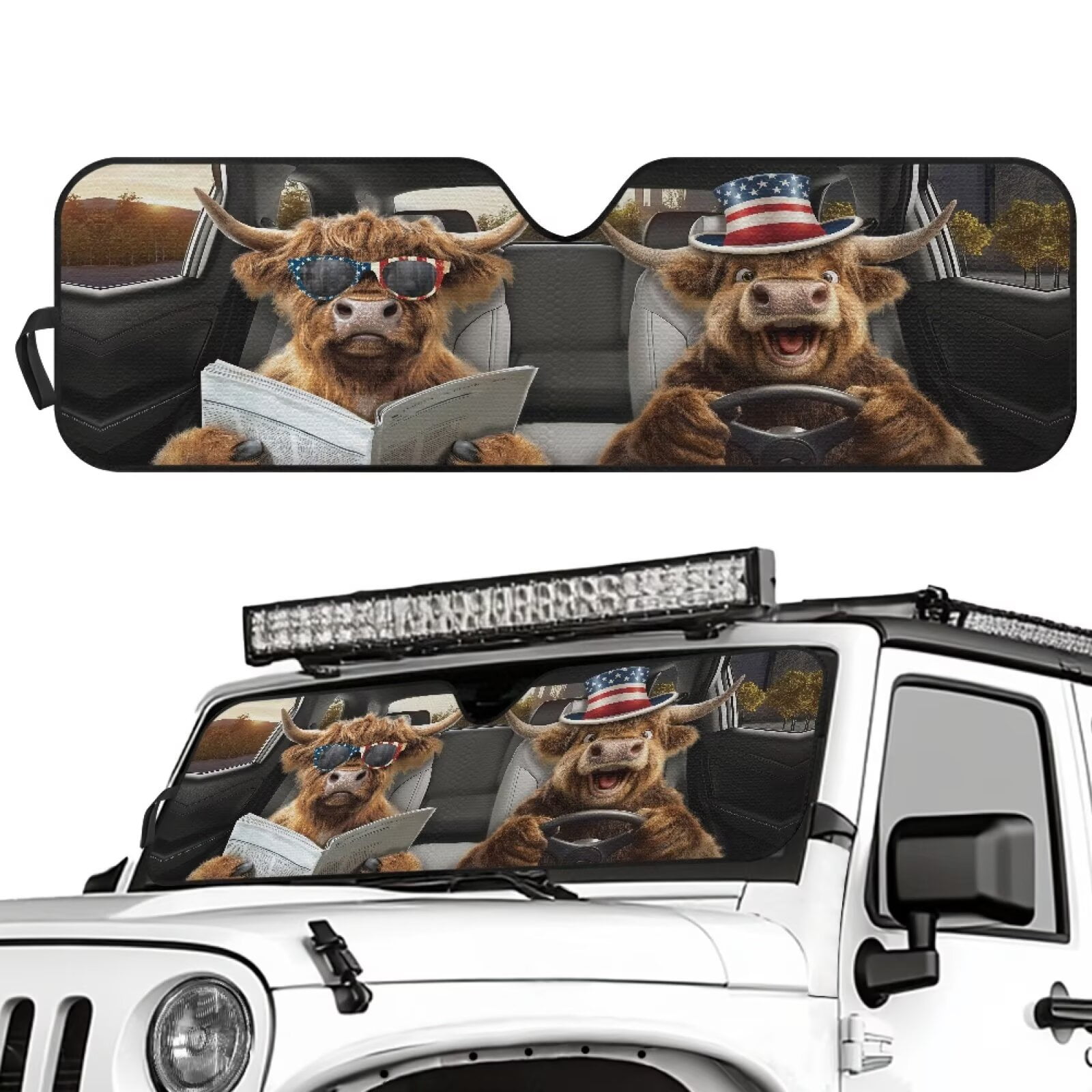 Binienty Highland Cow Sun Shade for Jeep Windshield Car Window Sun ...