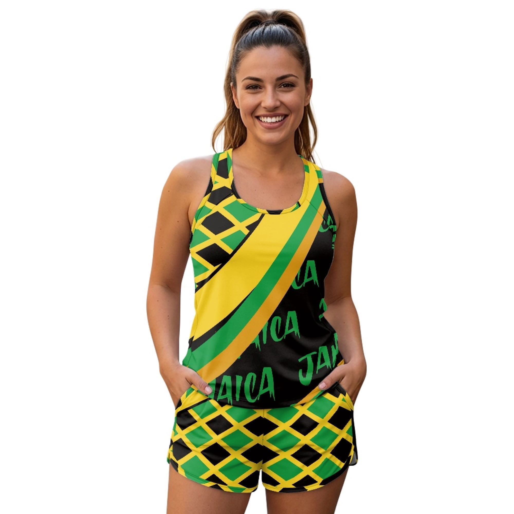 Binienty Jamaica Flag Women's Tankini Shorts Set for Swimming, Women's ...