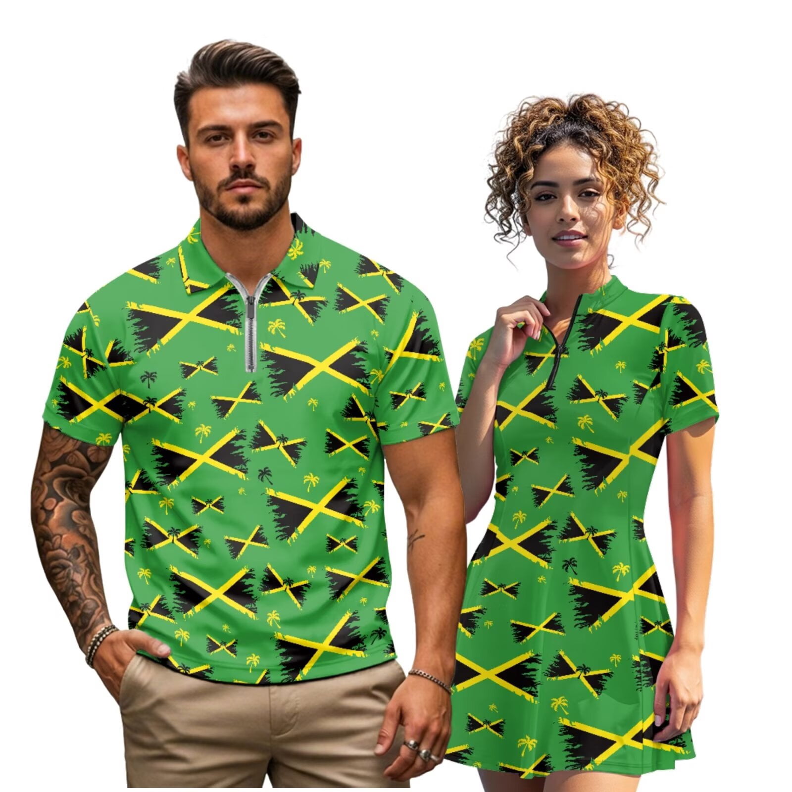 Binienty Jamaican Flag Couples Matching Golf Outfits, His and Hers Golf ...