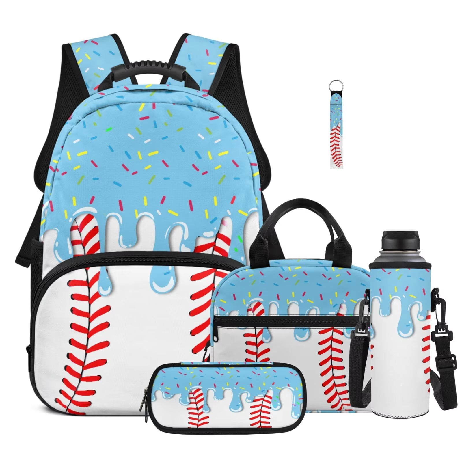 Binienty Kids Backpack Boys with Lunch Box Set Ice Cream Drip Baseball ...