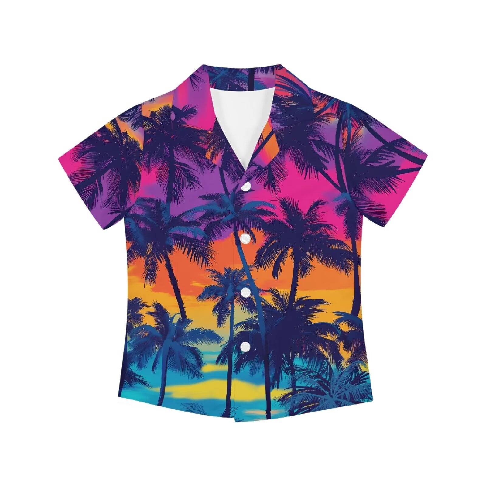 Binienty Kids Hawaiian Shirt Tropical Palm Tree Cozy Girls Button Down ...