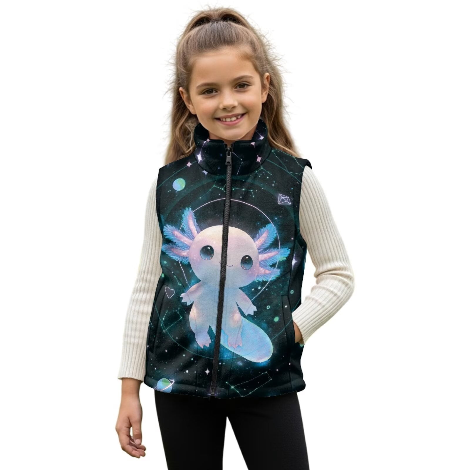 Binienty Leopard Print Girls Vest Waistcoat Size 5-6 Warm Trendy Fluffy ...