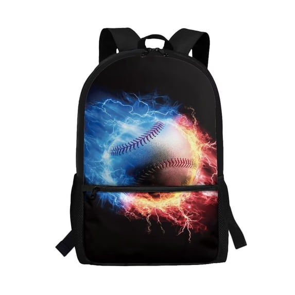 Binienty Lightning Baseball Print School Bookbag for Kids 8-14, 17 Inch ...