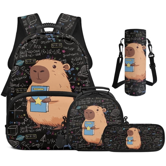 Binienty Math-Book-Capybara 4 Piece Daypack with Lunch Box Tote ...