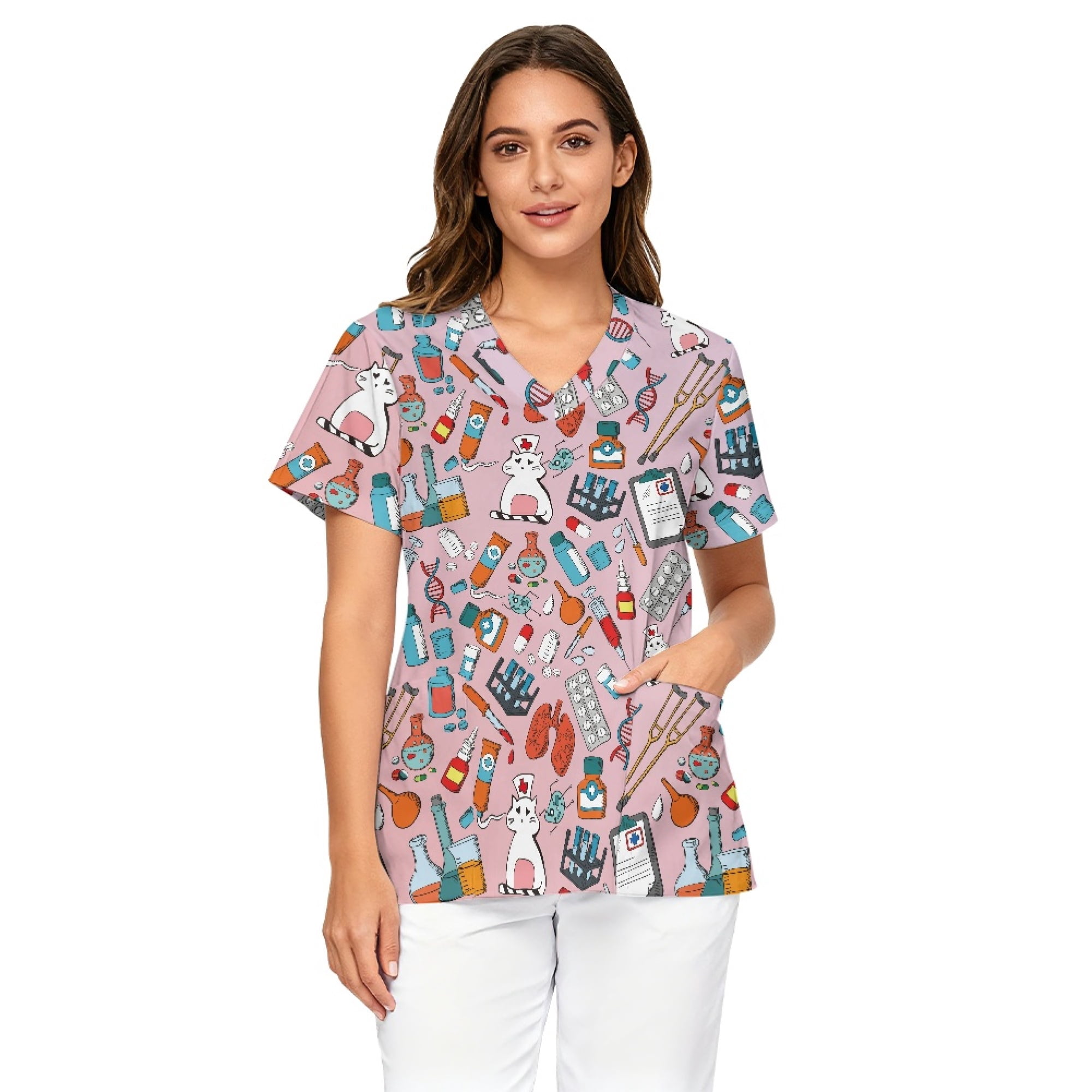 Binienty Medical Uniform for Healthcare Workers, Breathable V Neck ...