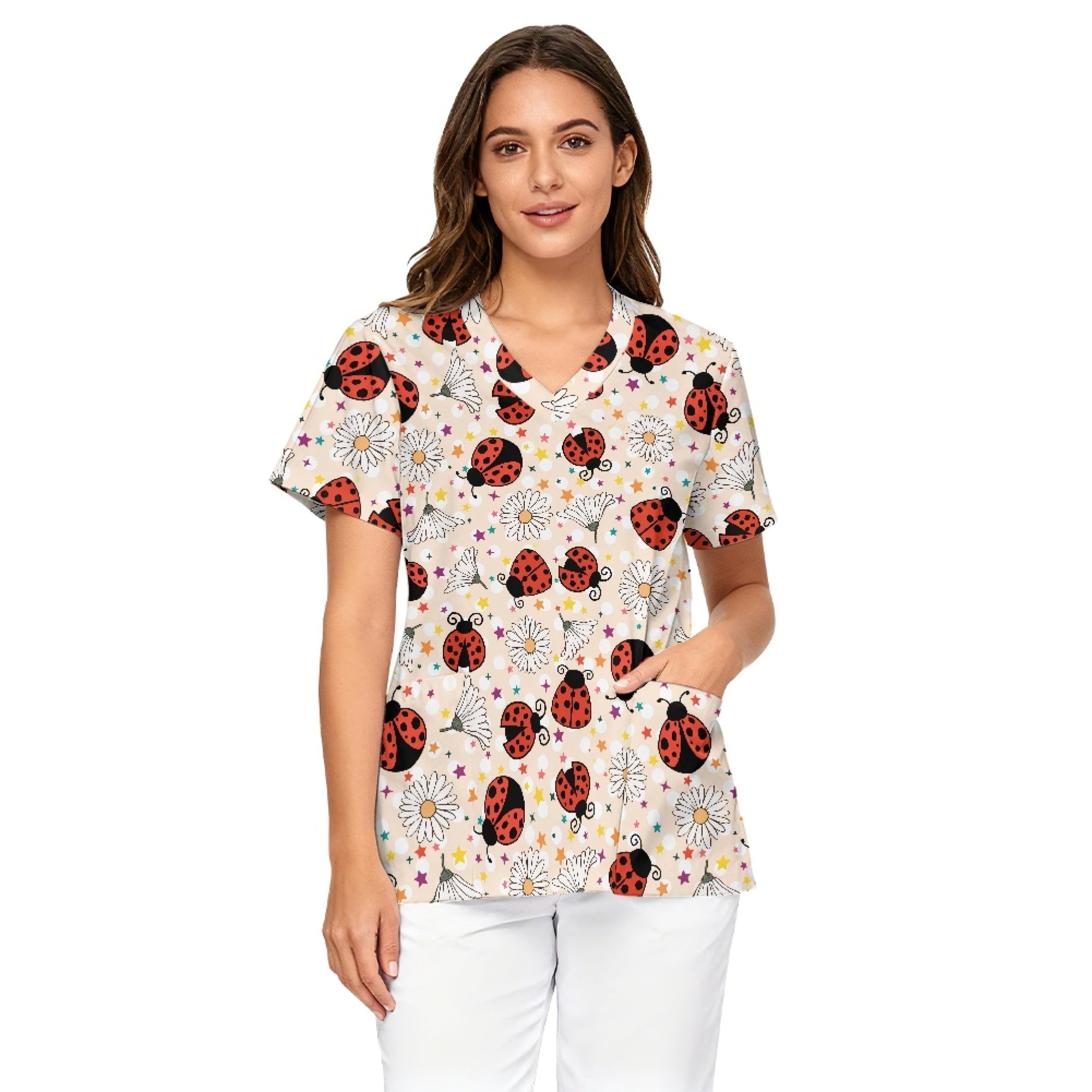 Binienty Medical Uniform with Pockets for Women, Stretchy Breathable V ...