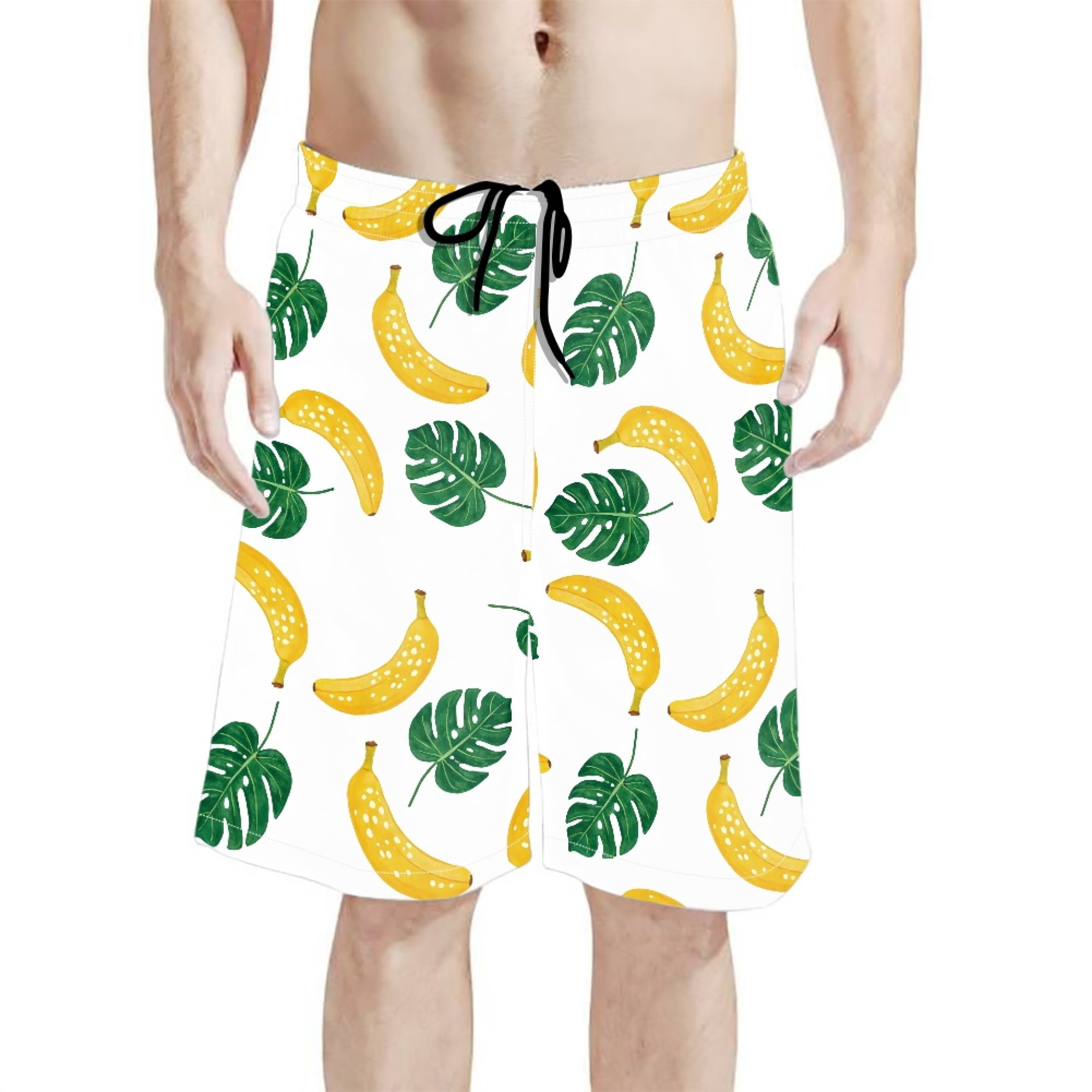 Binienty Men's Board Shorts Swim Trunks With Banana Leaf Pattern ...