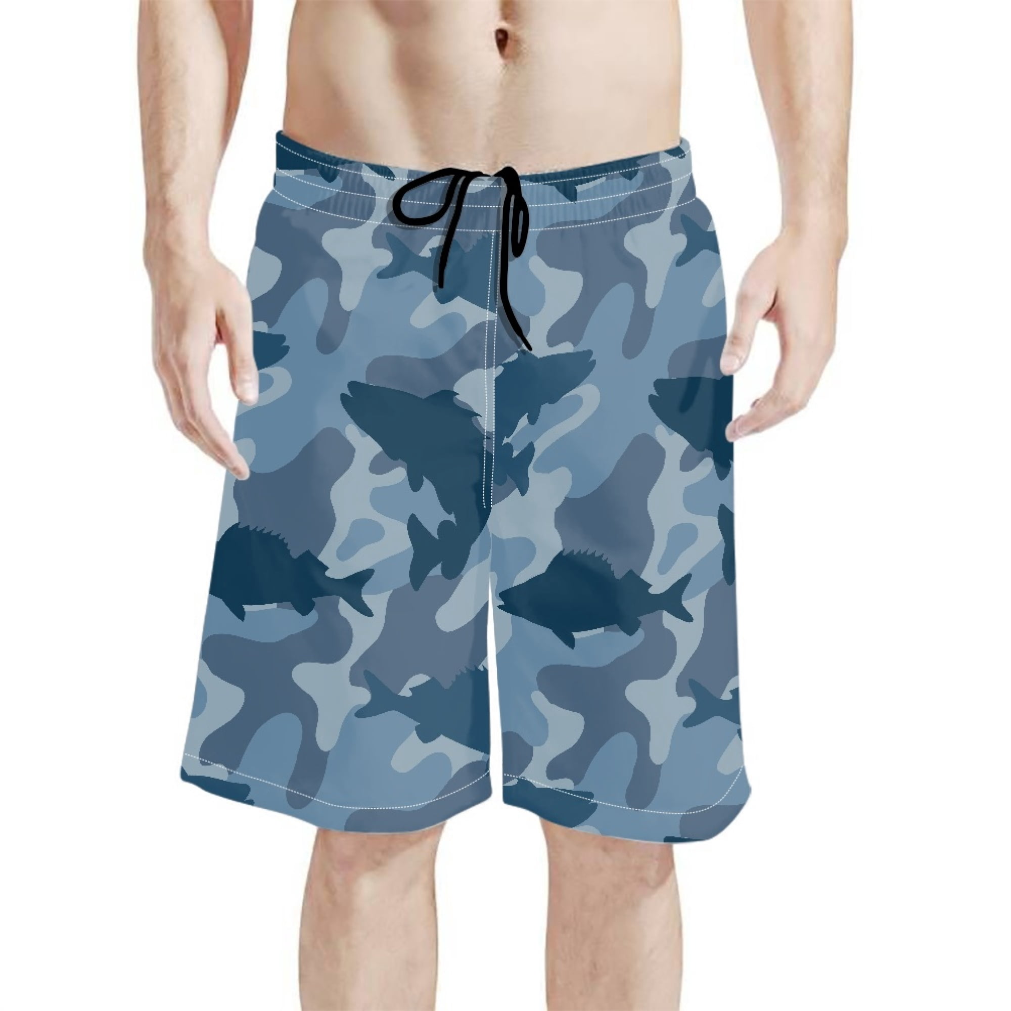 Binienty Men's Board Shorts Swim Trunks With Fish Camo Design - Quick ...