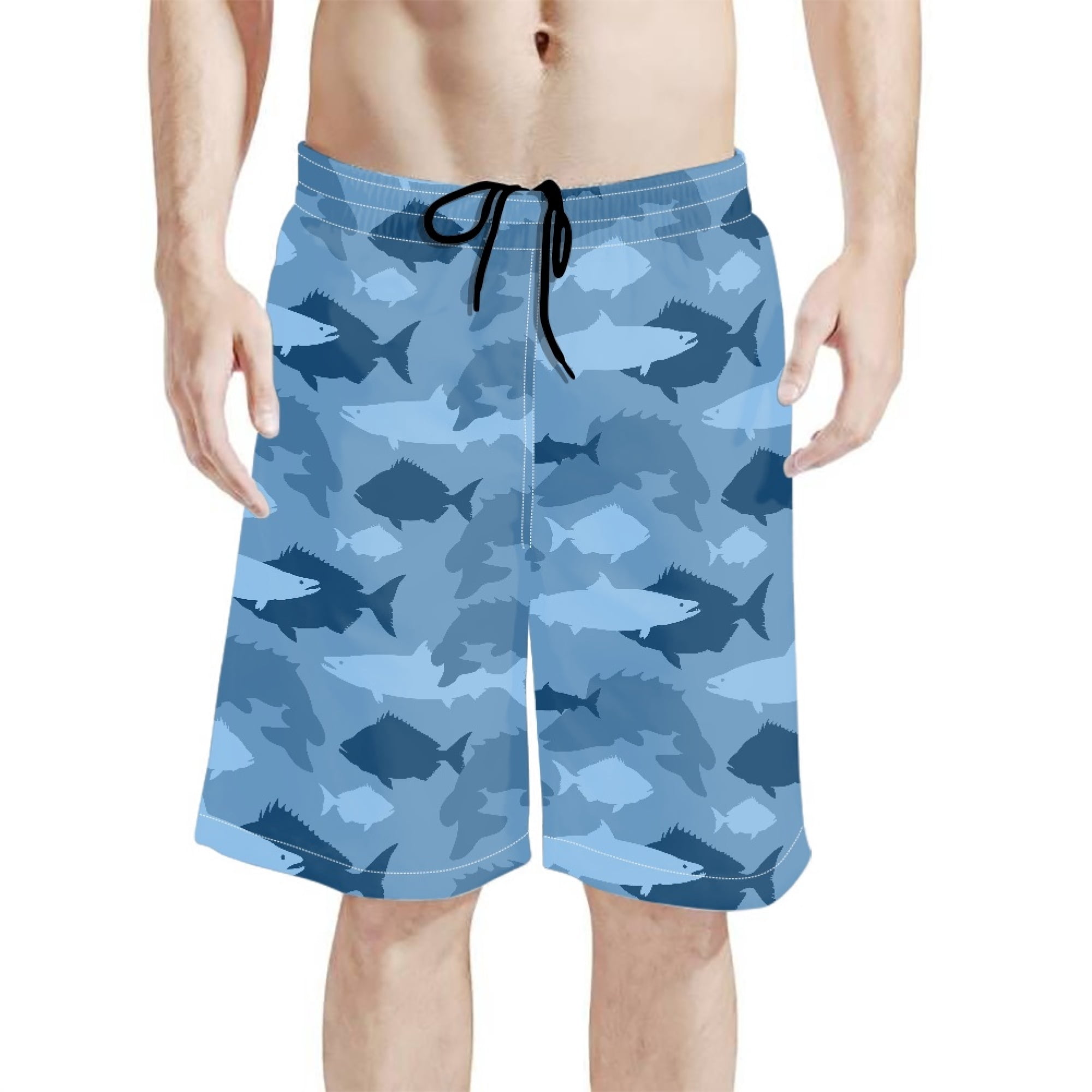 Binienty Men's Board Shorts Swim Trunks With Fish Camo Pattern ...