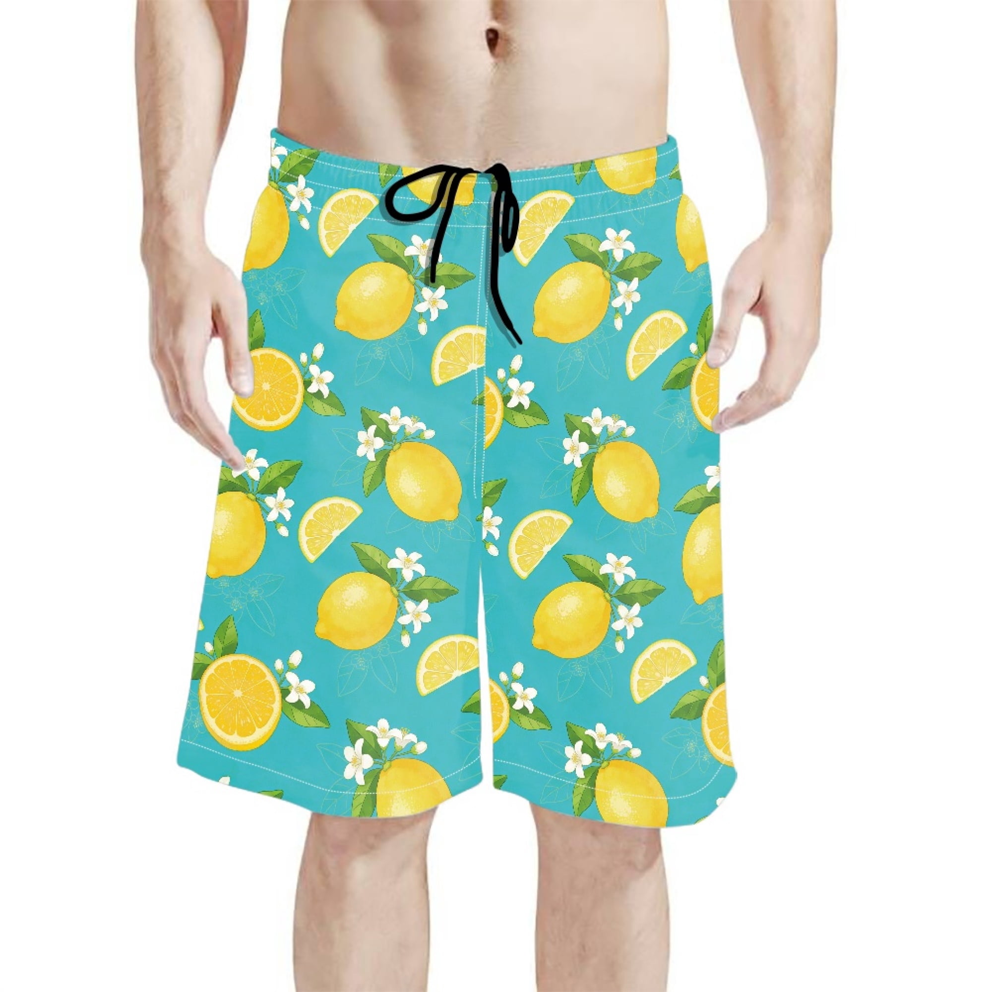 Binienty Men's Board Shorts Swim Trunks With Lemon Fruit Pattern ...