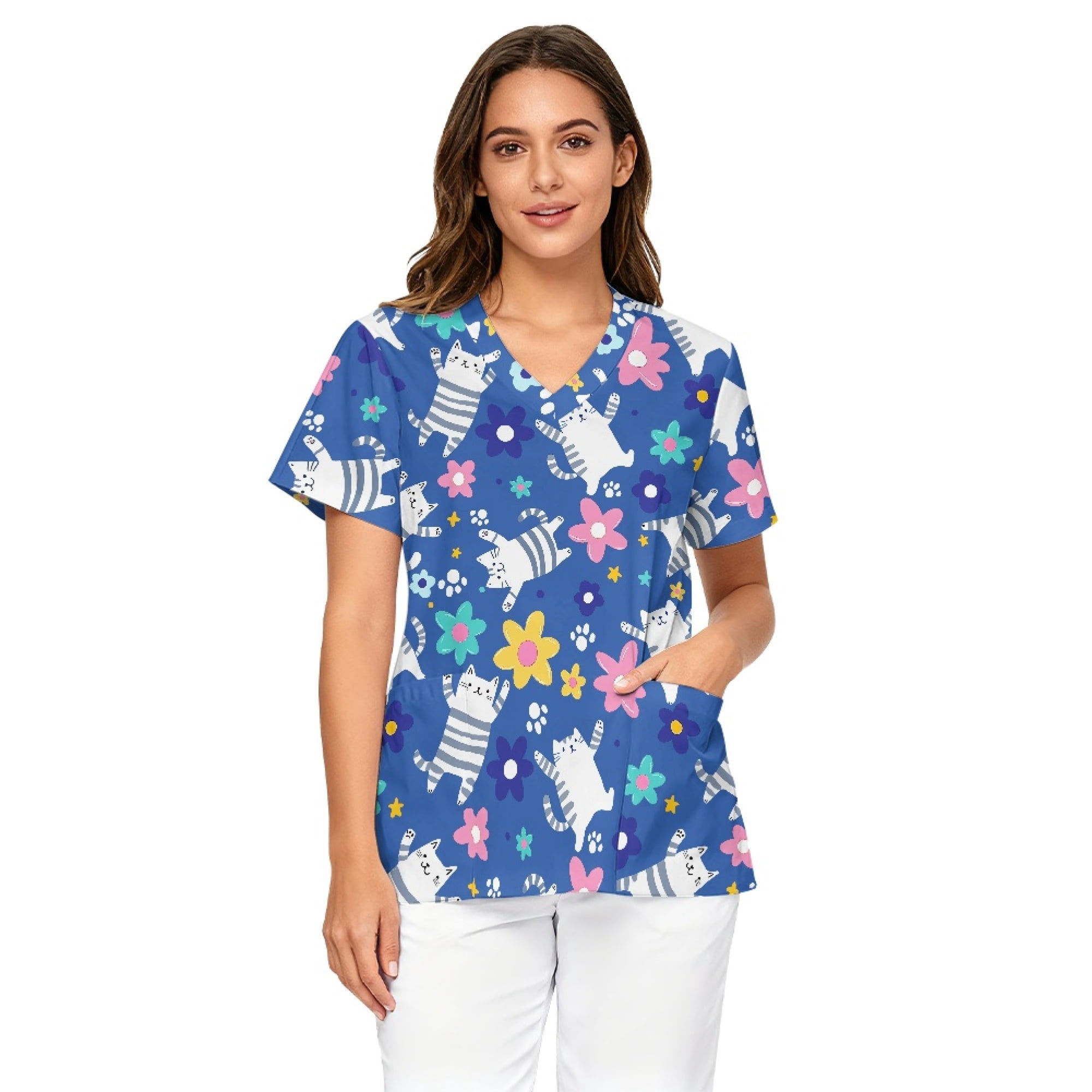 Binienty Nursing Shirt for Women, Comfortable V Neck Medical Uniform ...