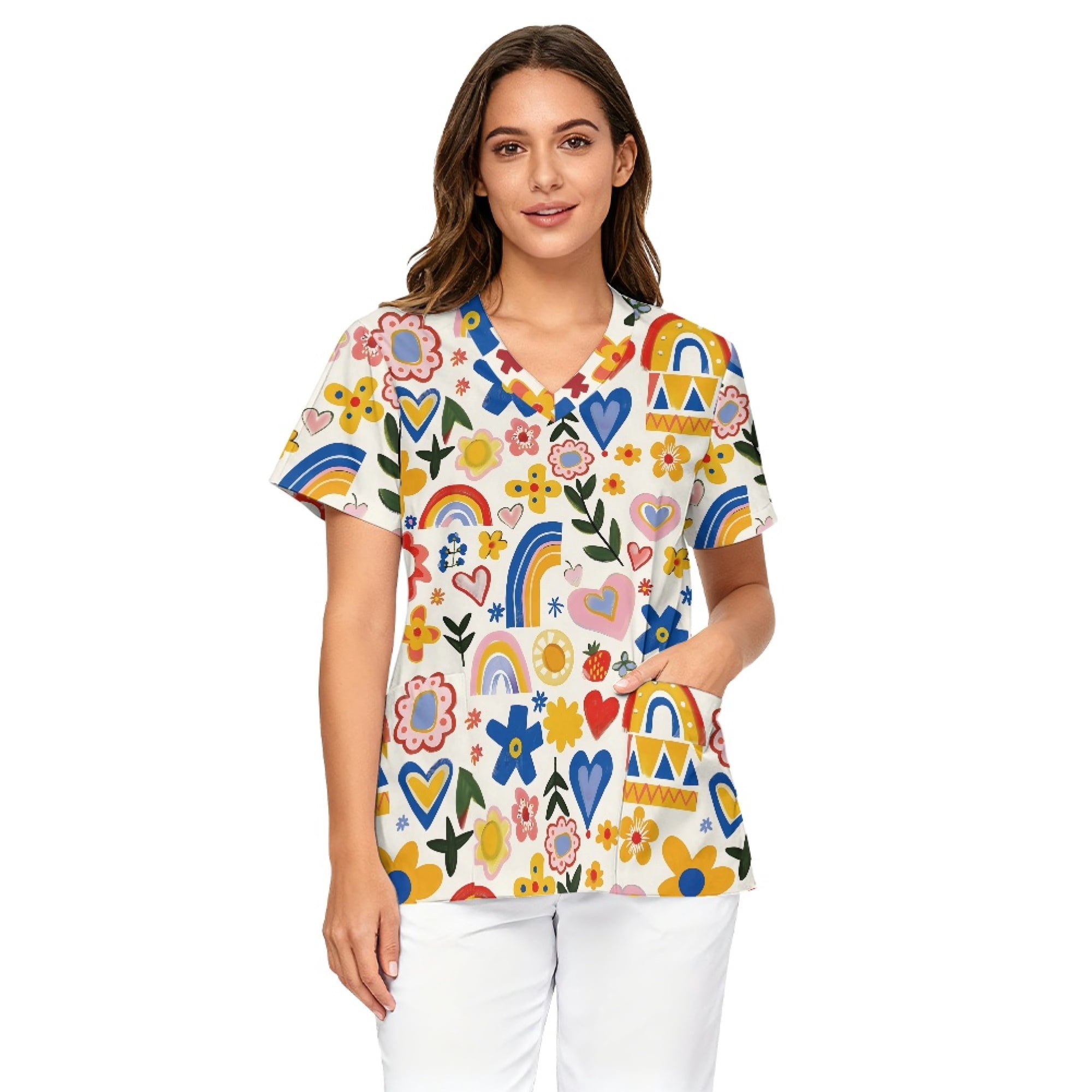 Binienty Nursing Work Shirt with Pockets for Women, Breathable Stretchy ...