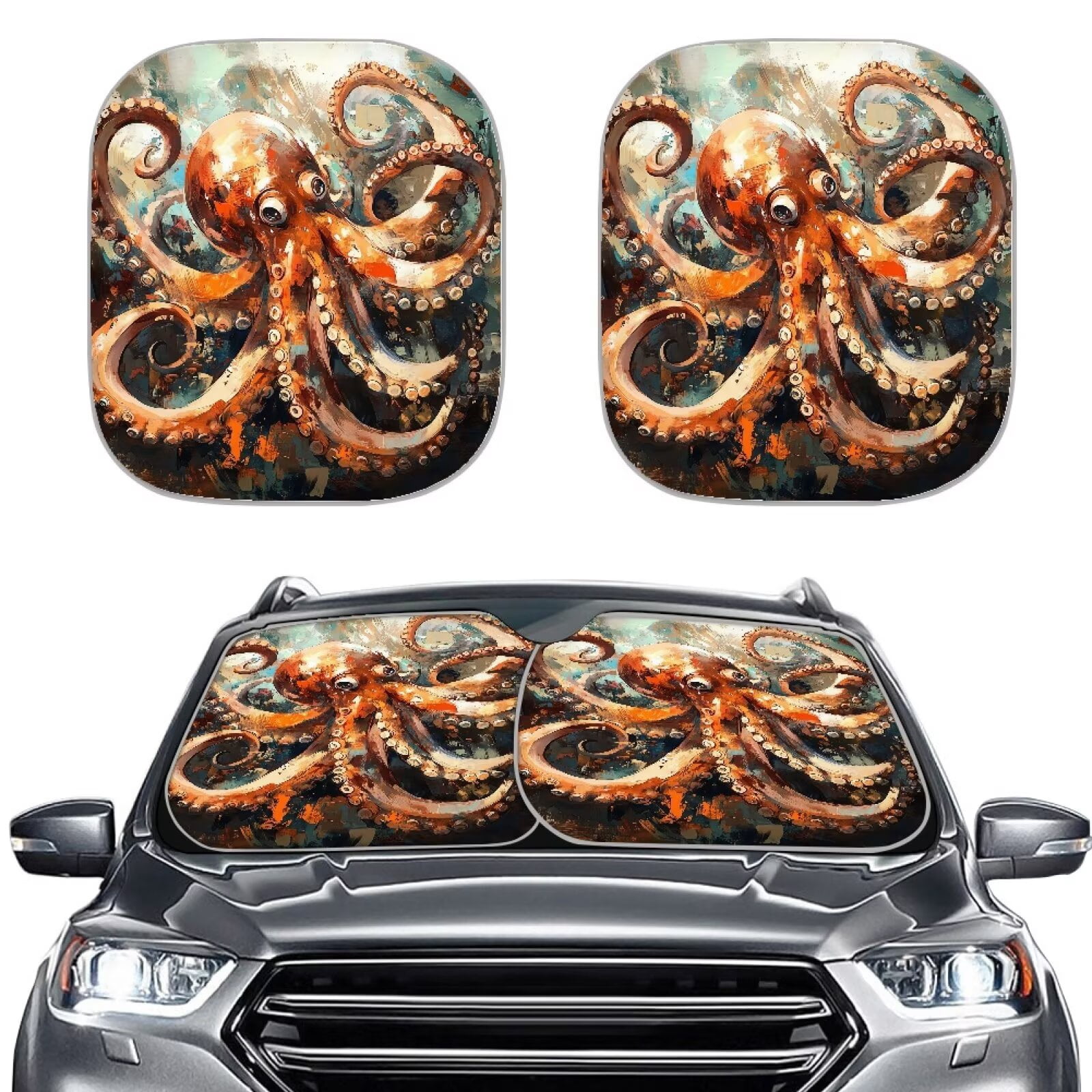 Binienty Octopus Front Window Car Sun Shade Sun Blocker Visor Protector ...