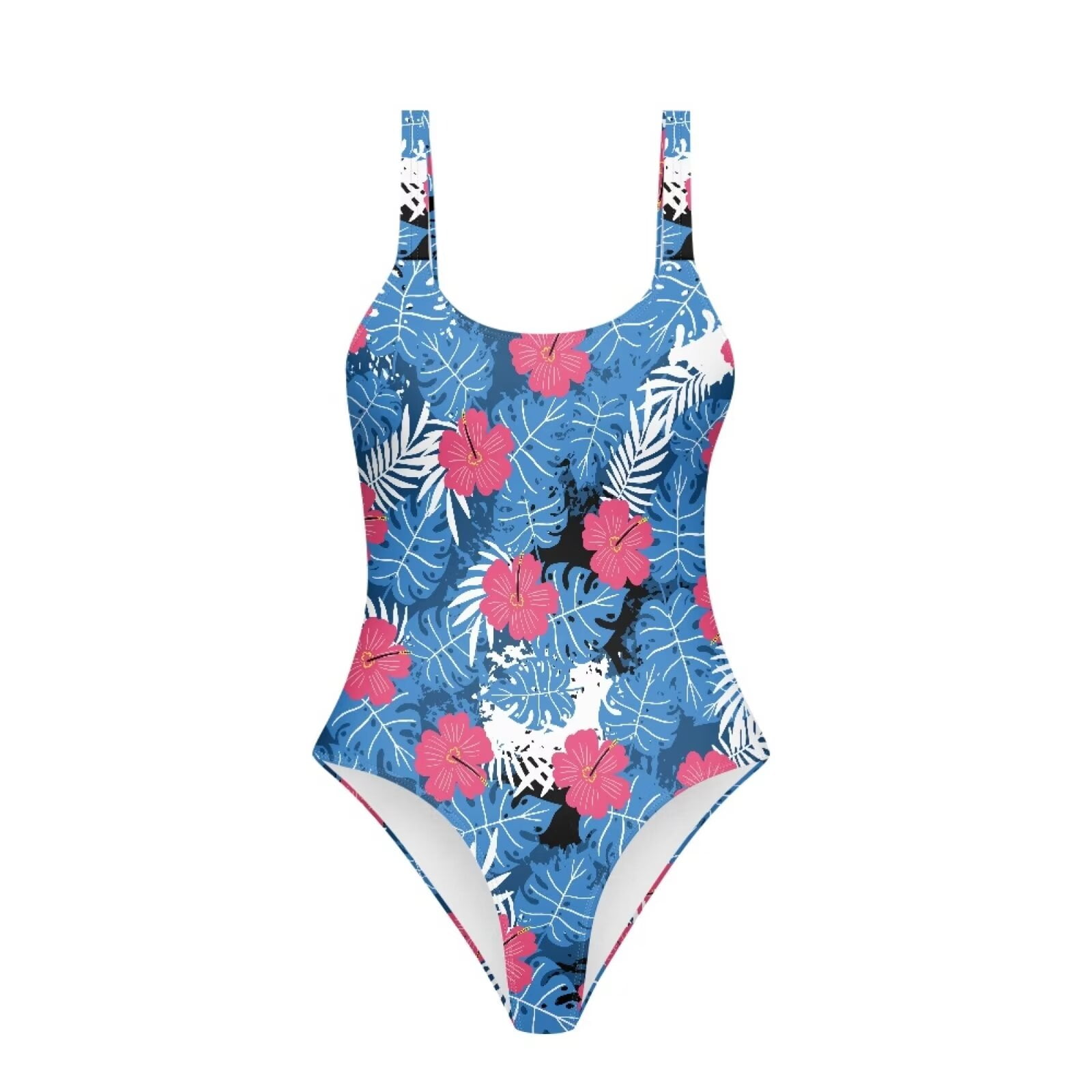 Binienty One Piece Women Swimsuit Aesthetic Hibiscus Flower Skin