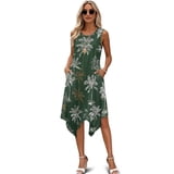 Binienty Palm Tree Print Sleeveless Sundress for Holiday Vacation ...