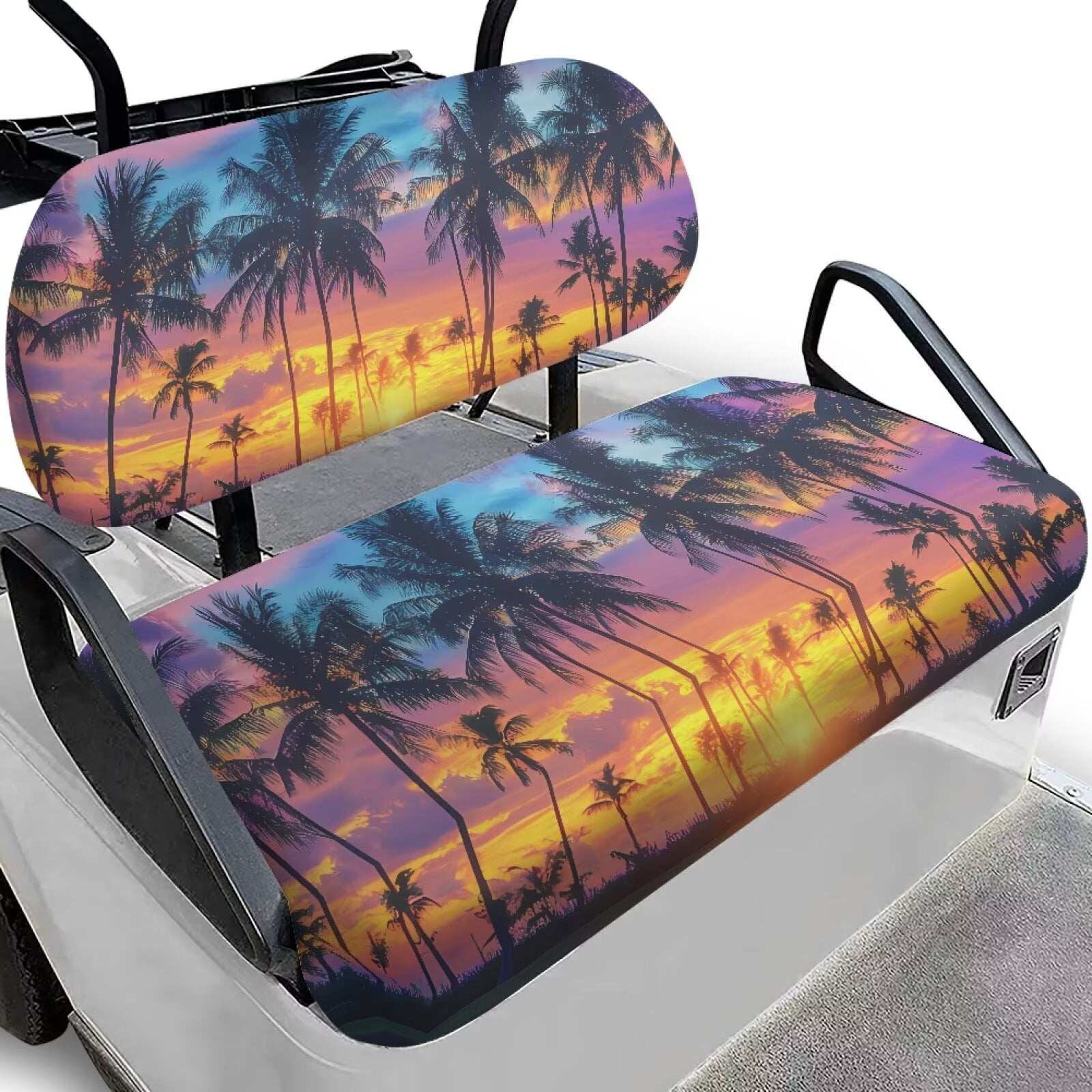 Binienty Palm Tree Sunset Golf Cart Seat Cover Kit Non-slip UV ...