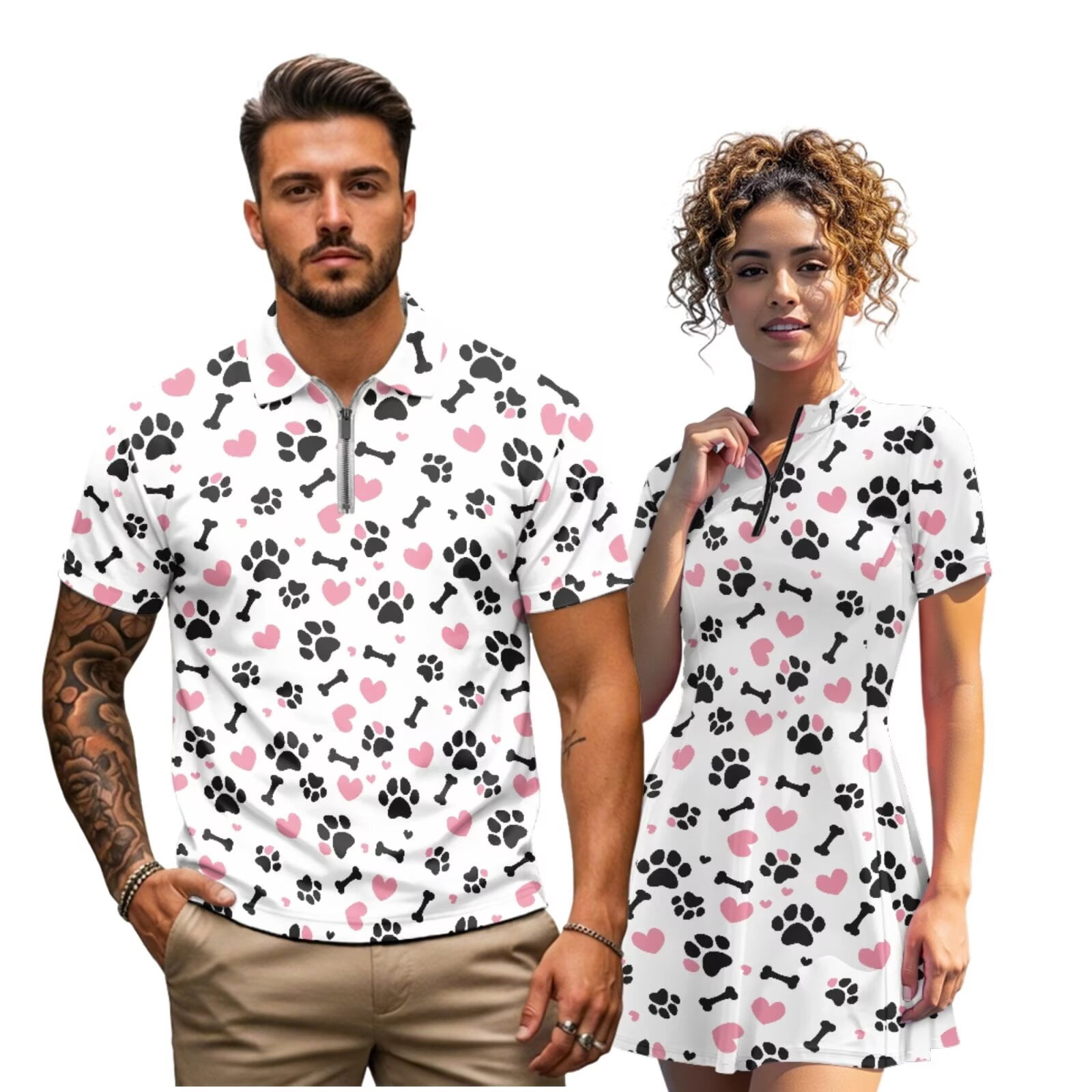 Binienty Paw Heart Bone His and Hers Matching Golf Outfit Set, Quick ...