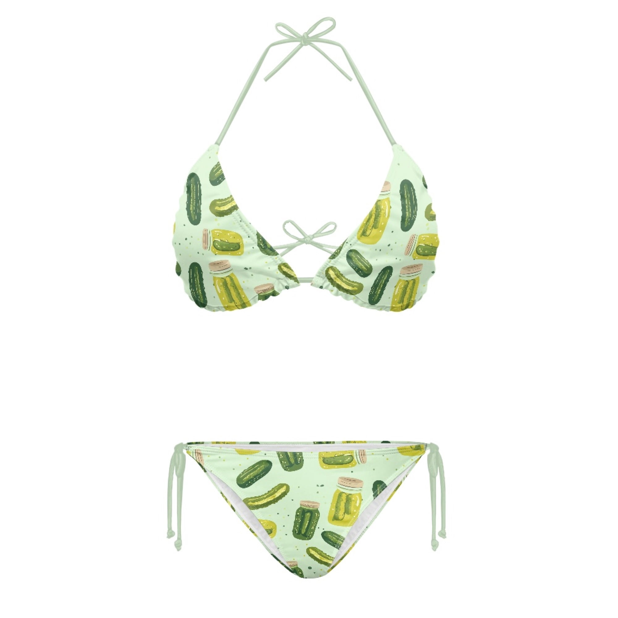 Binienty Pickle Jar Pattern Tie Side Bikini for Summer Pool, Bathing ...
