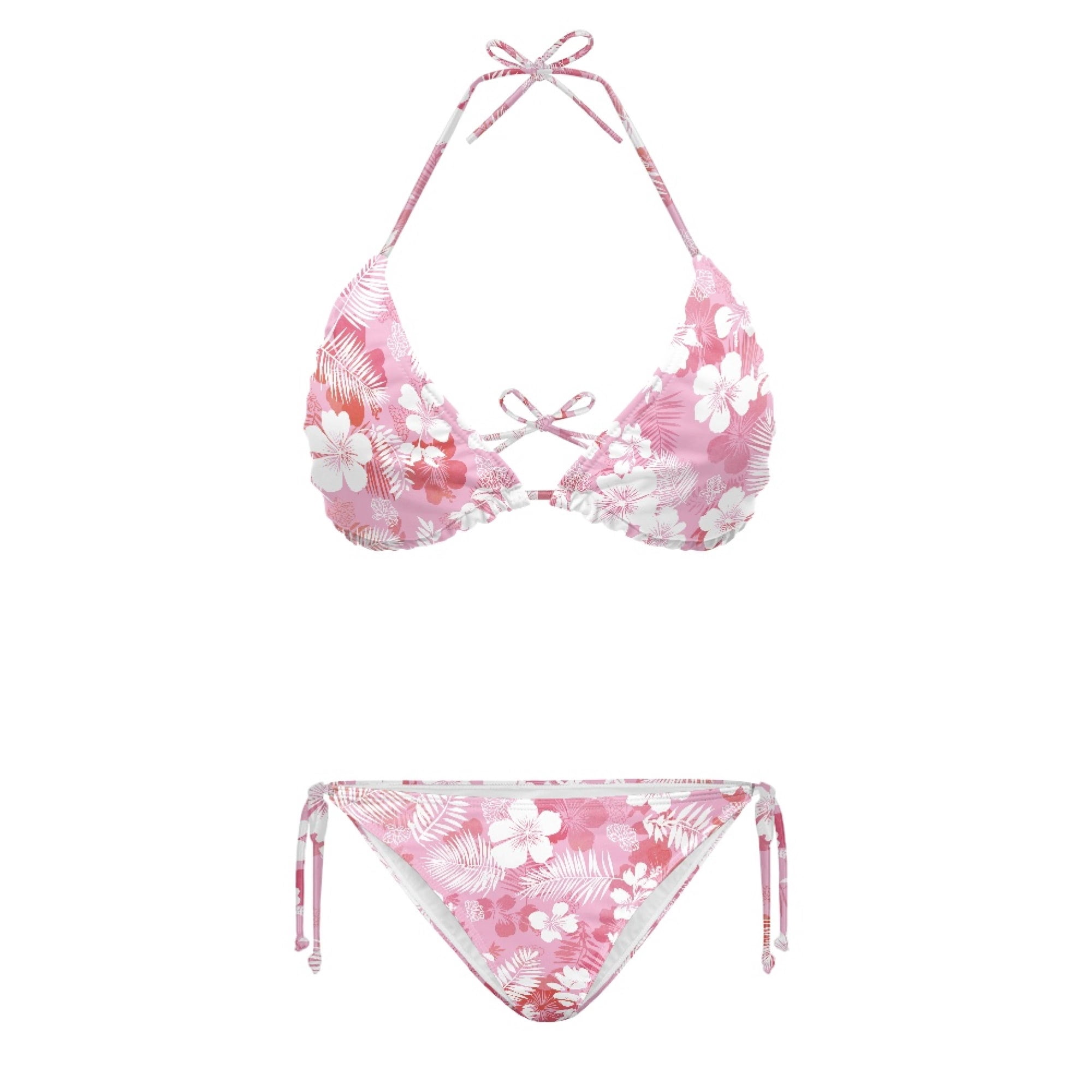 Binienty Pink Floral Bloom Swimwear, Quick Drying Bikini Set ...