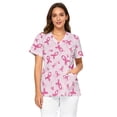 Binienty Pink Ribbon Awareness Work Shirt for Women Stretchy V Neck ...