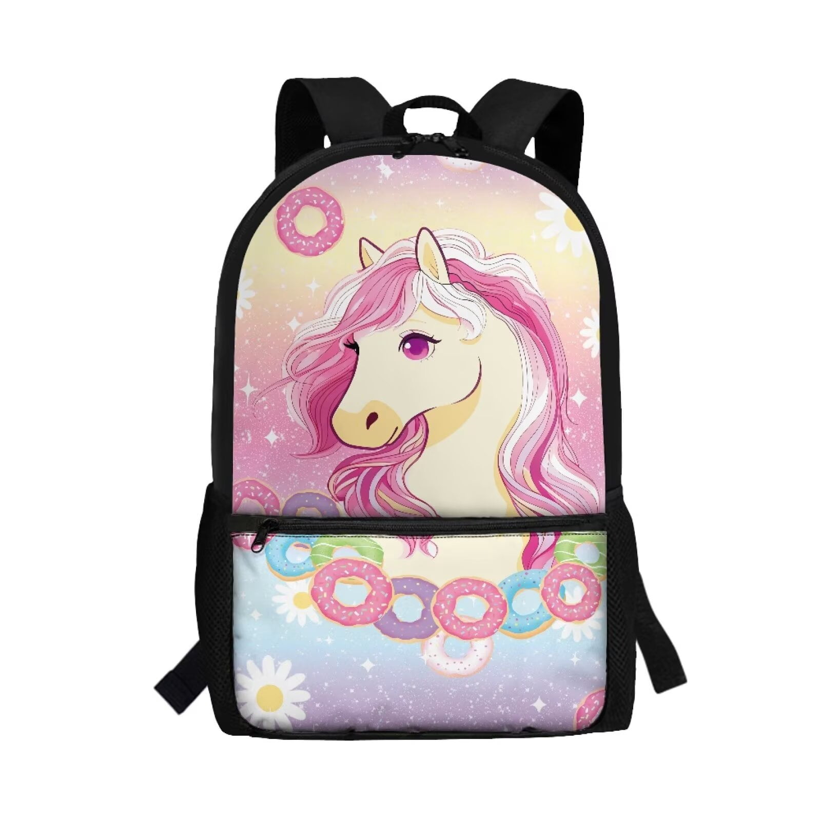 Binienty Pink Unicorn Donut Kids School Backpack 17 Inch Large Bookbag ...
