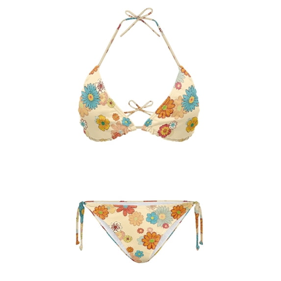 Binienty Polyester Spandex Abstract Floral Art Two Piece Bathing Suit ...