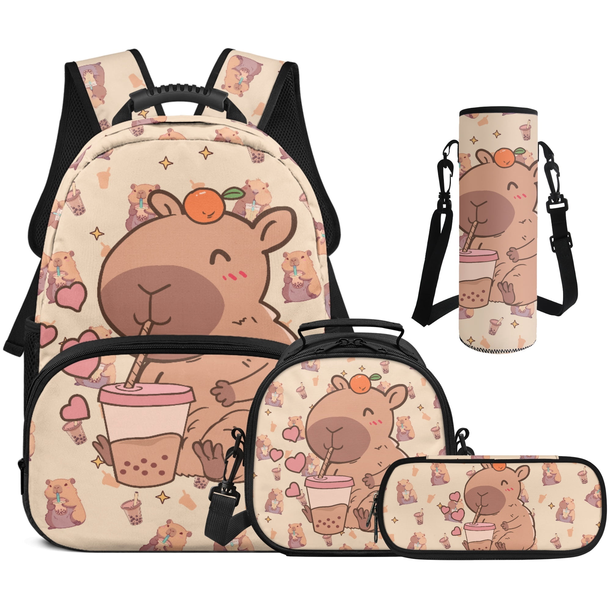 Binienty Portable Backpack Set with Daypack Lunch Box Pen Organizer ...
