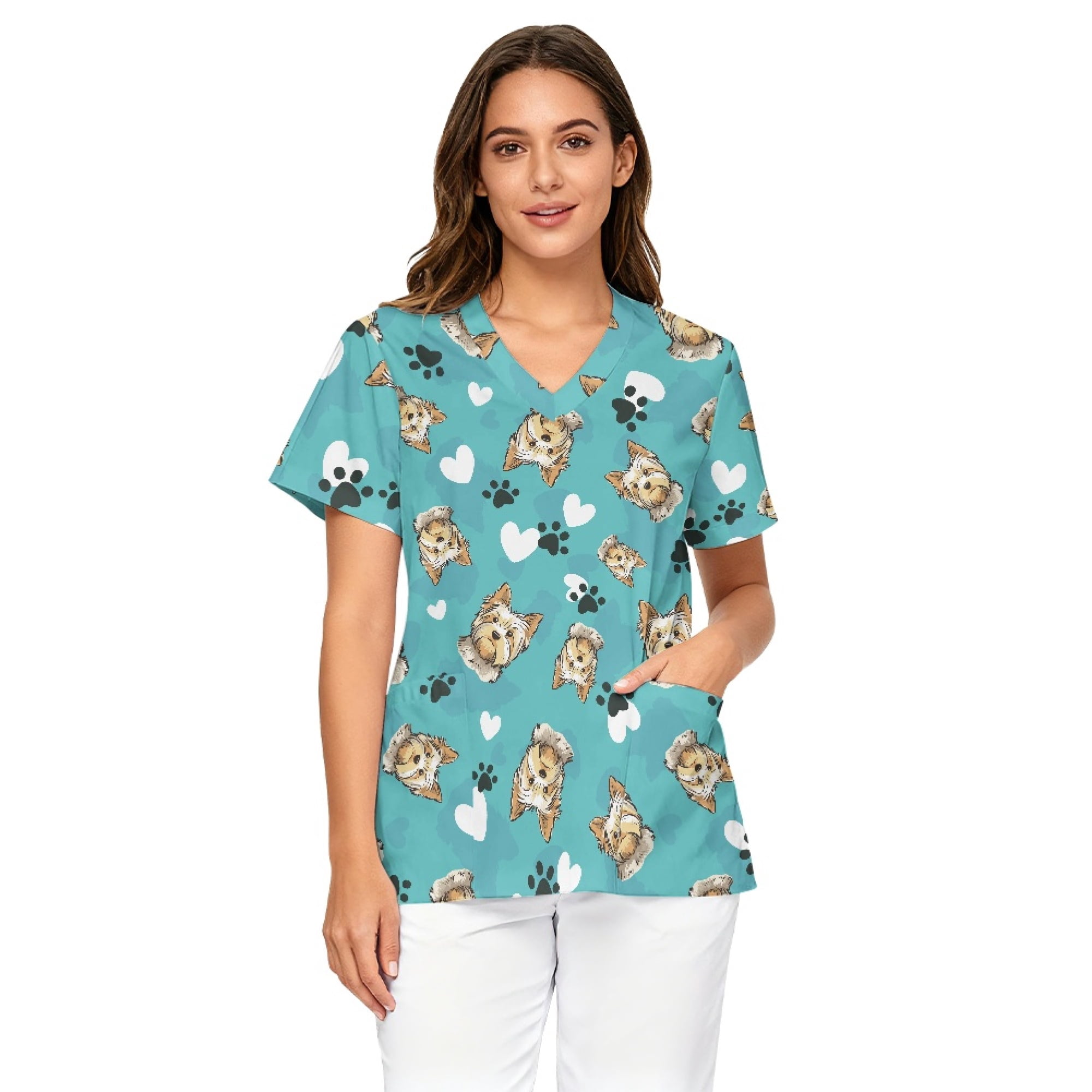Binienty Puppy Paw Print Pattern Nursing Shirt for Women Soft Stretchy ...
