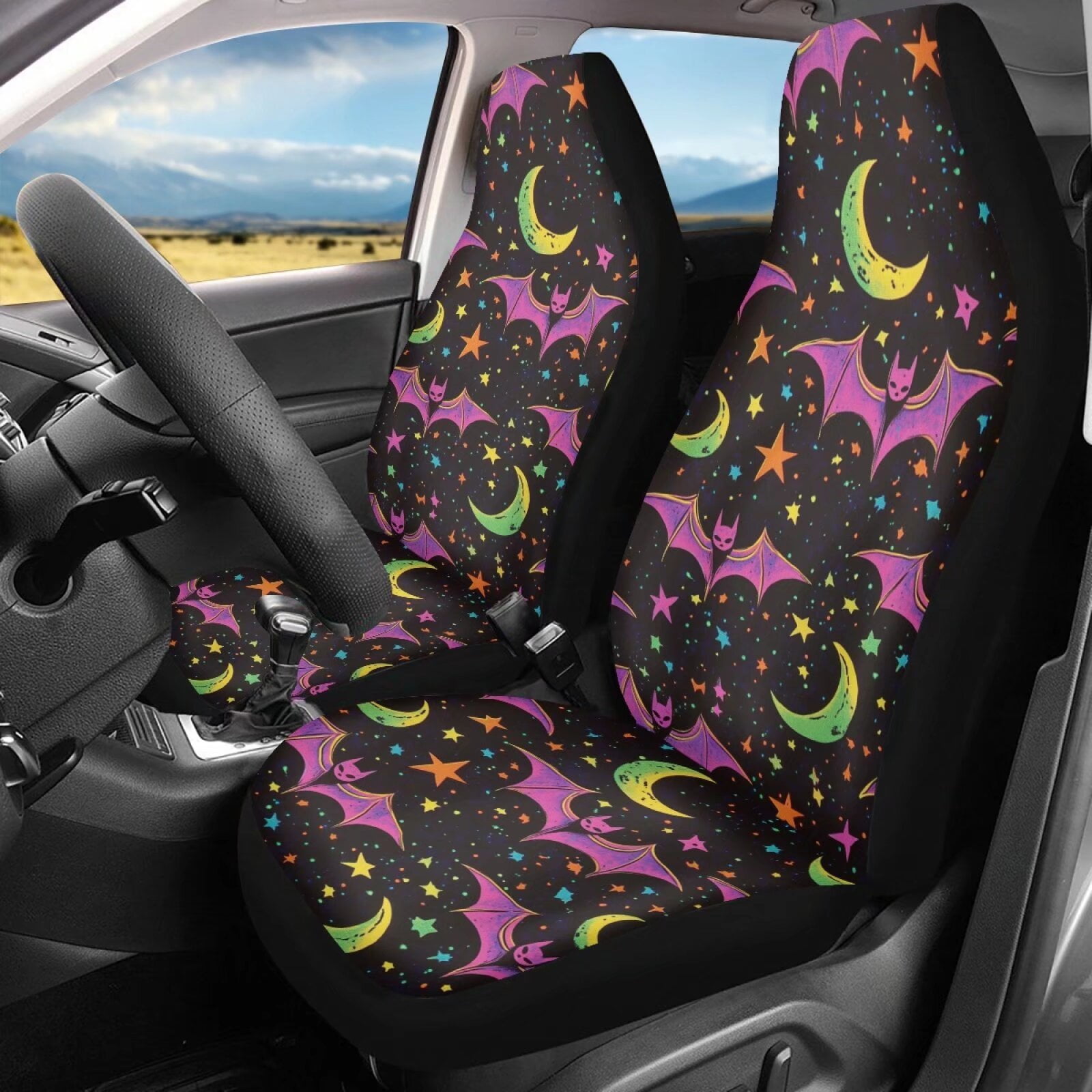 Binienty Purple Bat Car Seat Covers Set of 2 Universal Vehicle Front ...