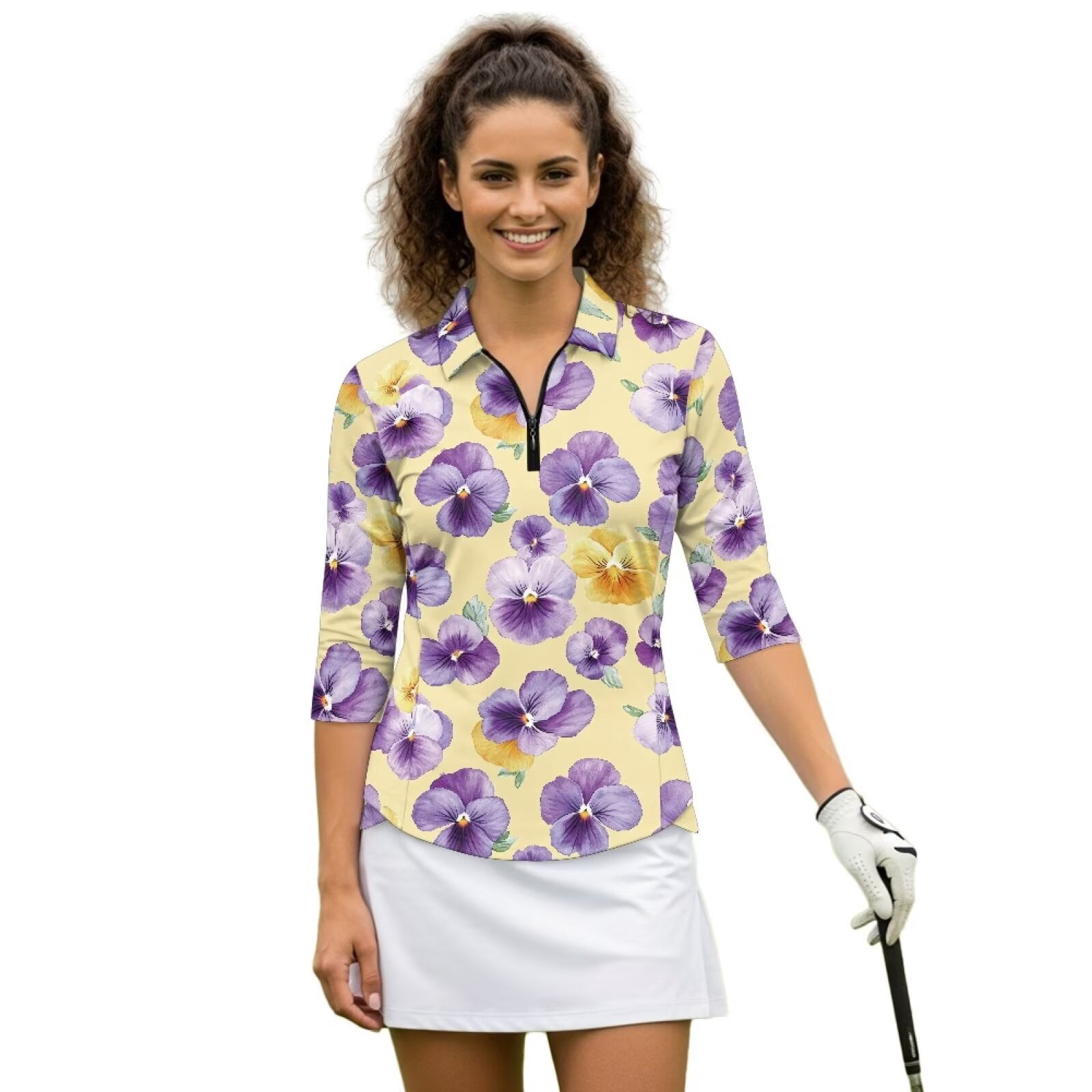 Binienty Purple Pansy Flower Women Sport Cloth Athletic Short Sleeve ...