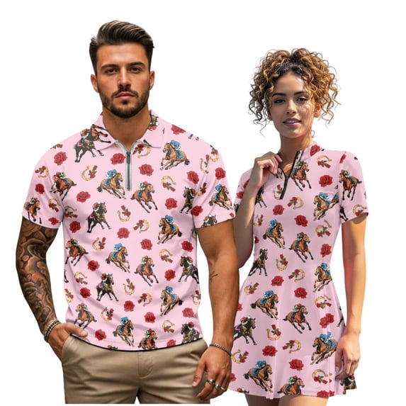 Binienty Rose Horse Couples Matching Golf Outfits Soft Pickleball Golf ...