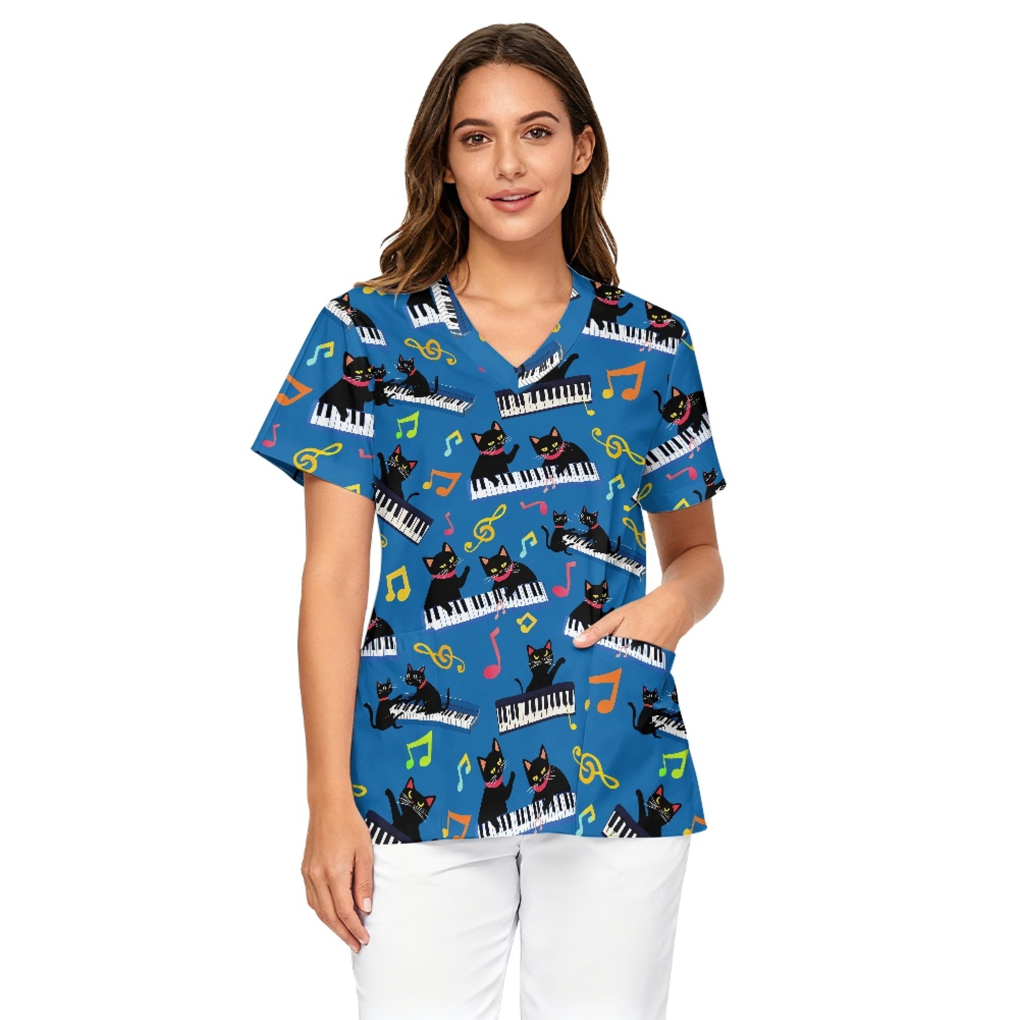 Binienty Scrub Shirt with Pockets for Women, Stretchy Breathable Short ...