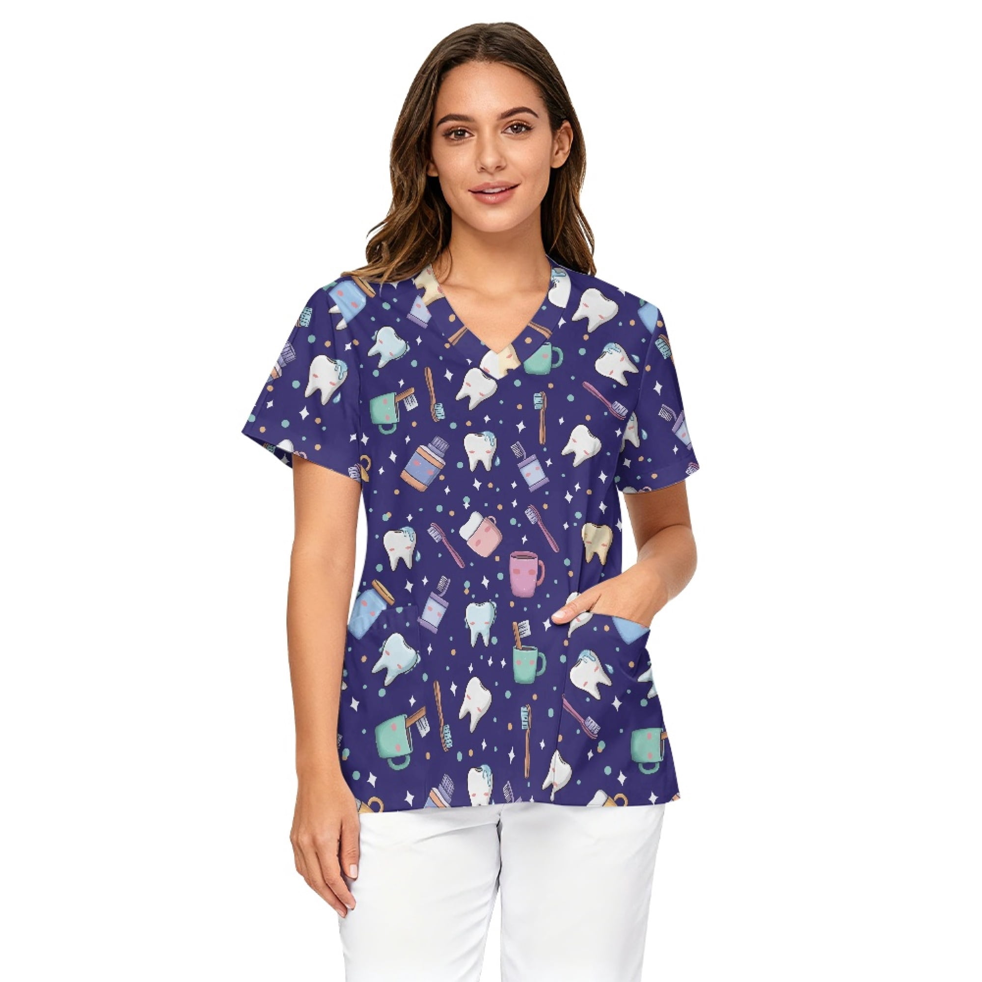 Binienty Scrub Top for Women, Breathable V Neck Medical Uniform ...