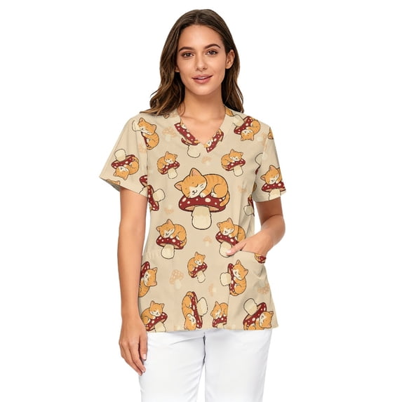 Binienty Scrub Tops with Pockets for Women, Soft Comfortable Stretch, V ...