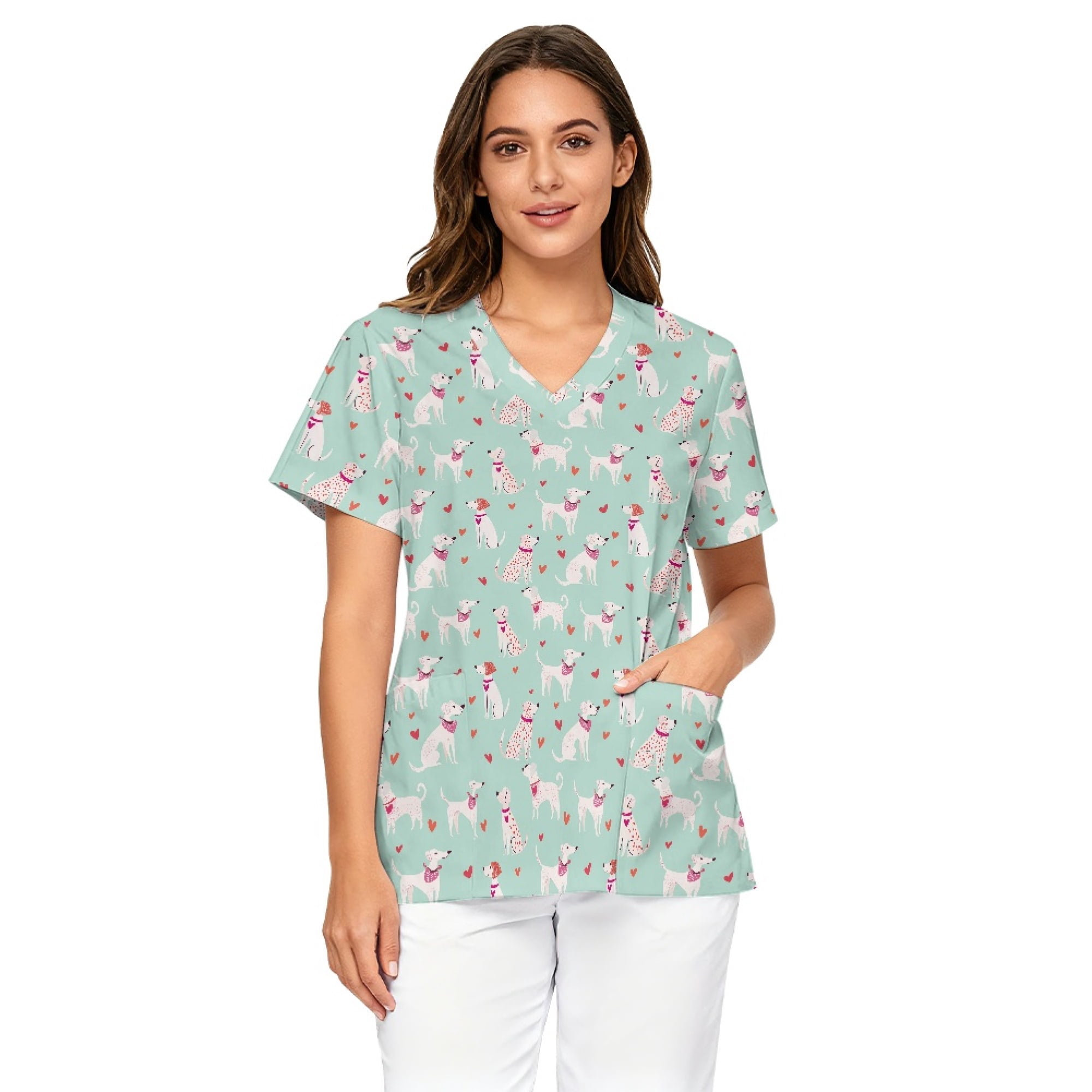 Binienty Scrub Tops for Women, Breathable V Neck Nurse Uniform ...