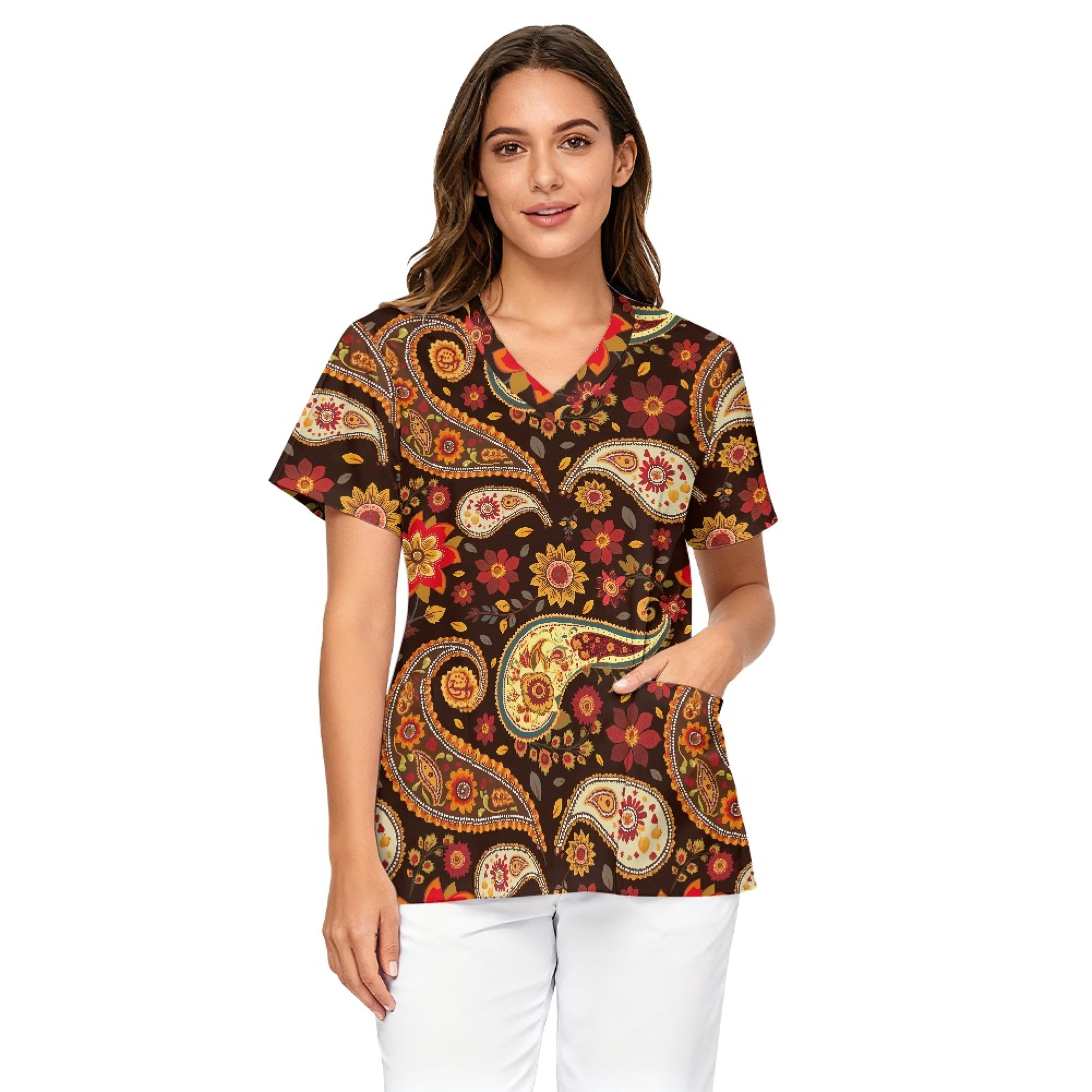 Binienty Scrub Tops with Pockets for Women, Breathable Stretch, Easy ...
