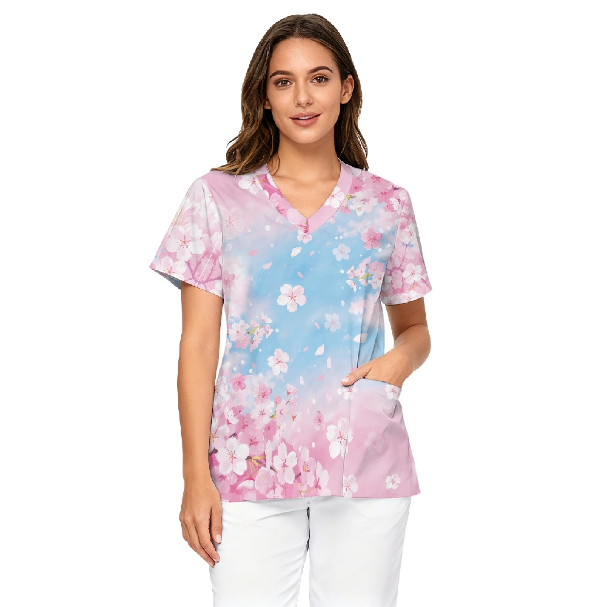 Binienty Scrub Tops with Pockets for Women, Breathable Stretchy Short ...